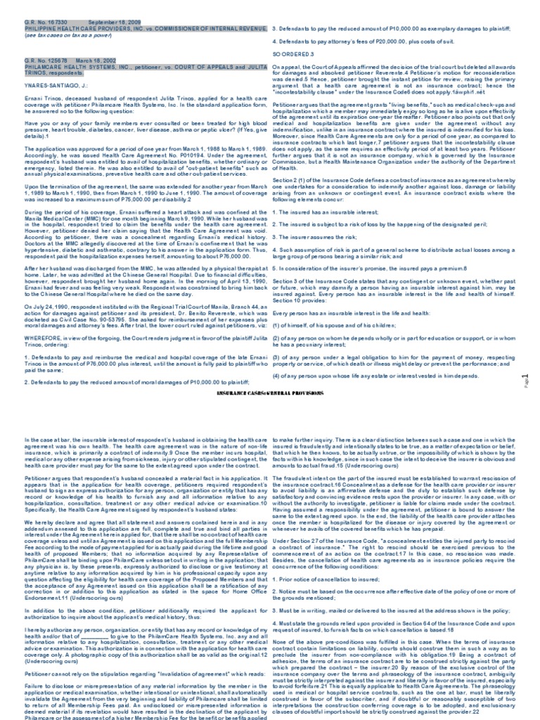 Ins-Gen Provi Cases | Download Free PDF | Rescission | Insurance