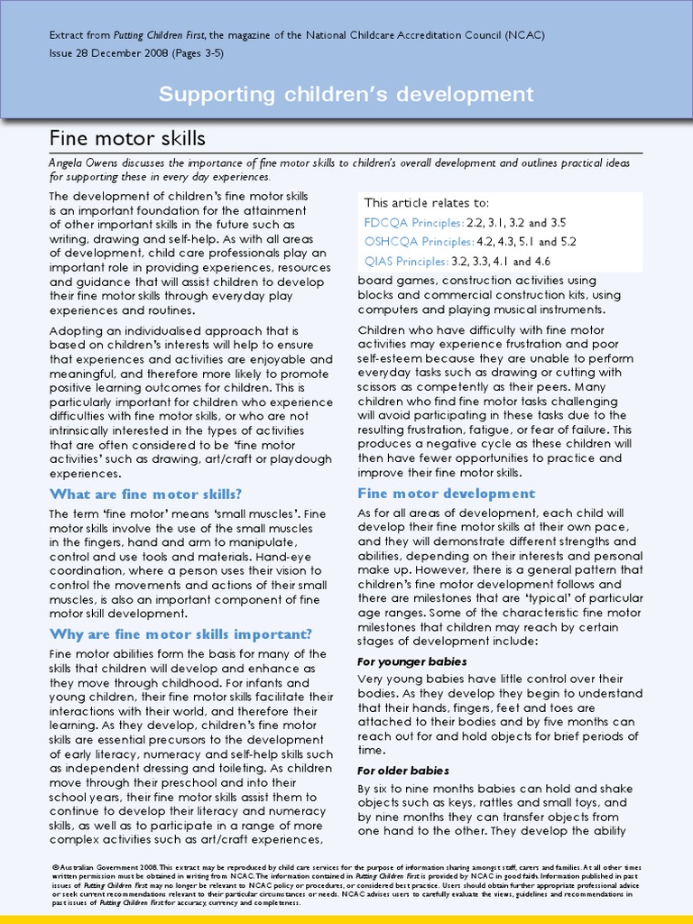 Supporting Childrens Development Fine Motor Skills | PDF