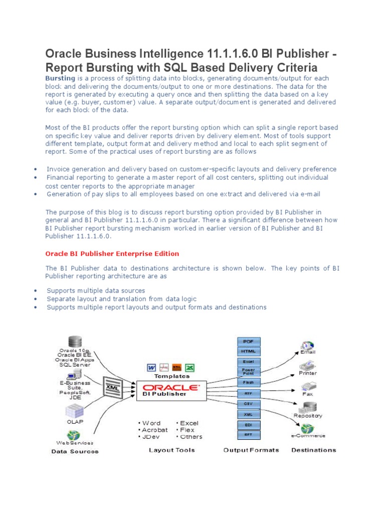 BI Publisher Report Bursting Overview | PDF | Parameter (Computer ...
