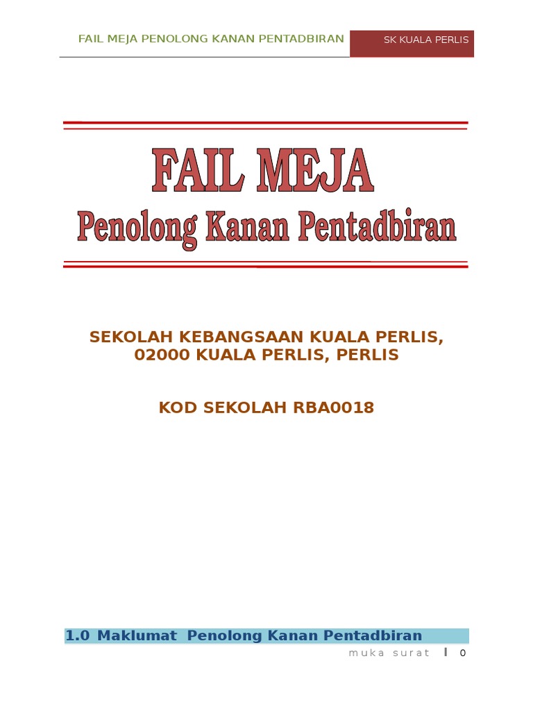 Fail Meja PK Pentadbiran SK Kayang 2014 | PDF