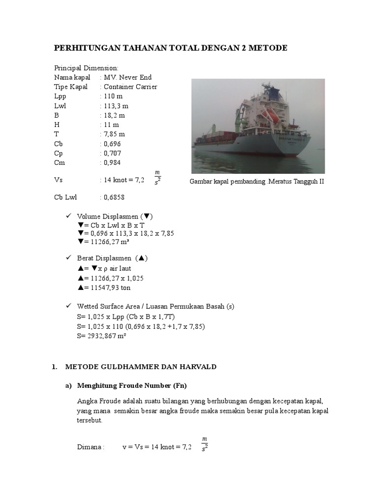 Perhitungan Tahanan Total Dengan 2 Metod | PDF