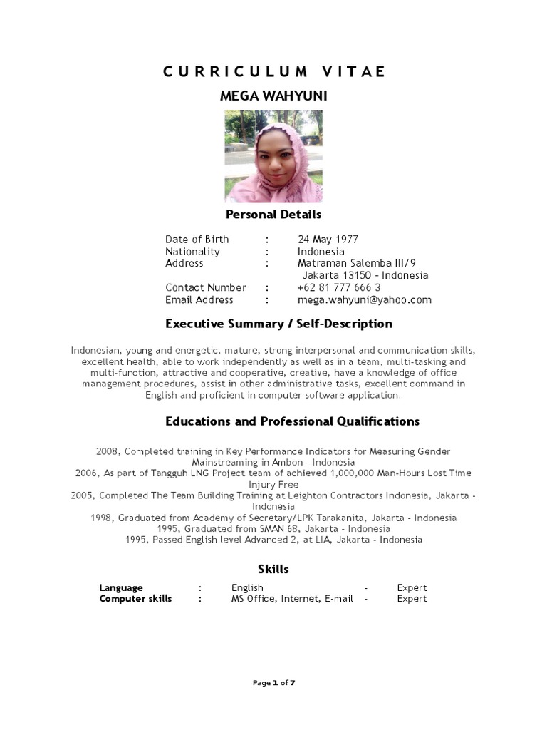 CV Mega | PDF | Secretary | Employment