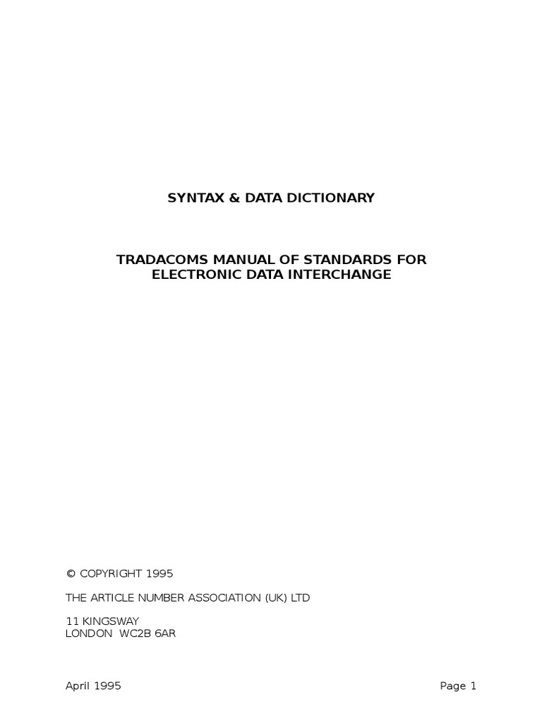 Tradacomms Syntax Manual | PDF | File Format | Page Layout