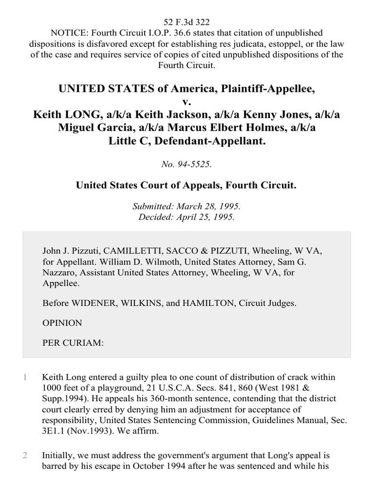 United States v. Keith Long, A/K/A Keith Jackson, A/K/A Kenny Jones, A ...