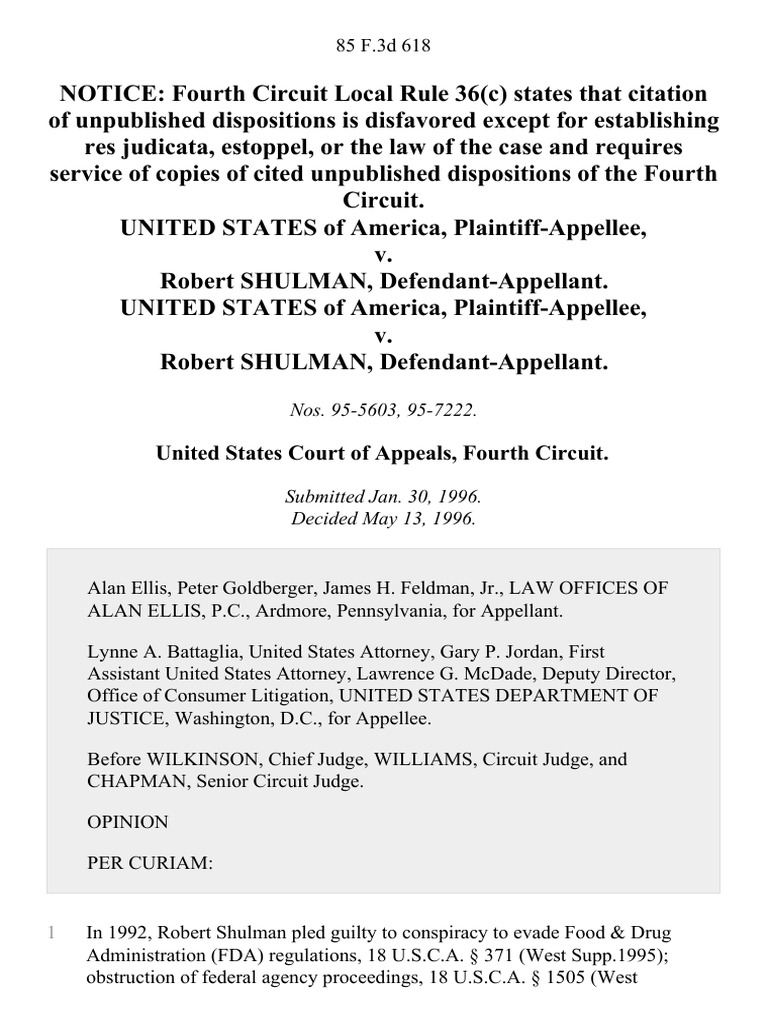 United States v. Robert Shulman, United States of America v. Robert ...