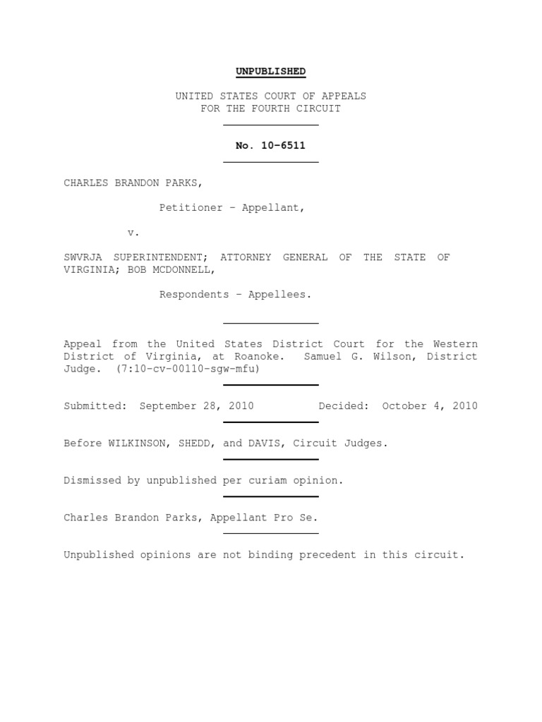 Appeal Dismissal in Parks v. SWVRJA | PDF | Law