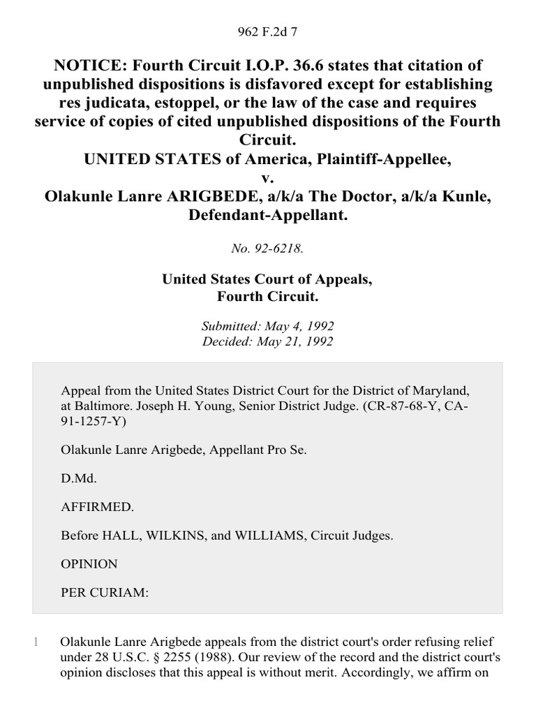 United States v. Olakunle Lanre Arigbede, A/K/A The Doctor, A/K/A Kunle ...