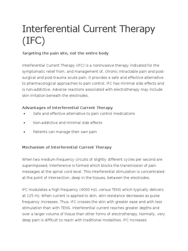 Interferential Current Therapy | PDF