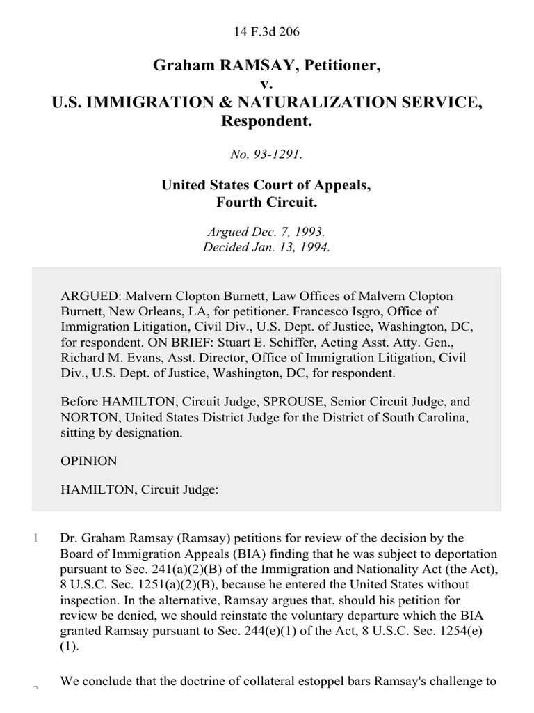Graham Ramsay v. U.S. Immigration & Naturalization Service, 14 F.3d 206 ...