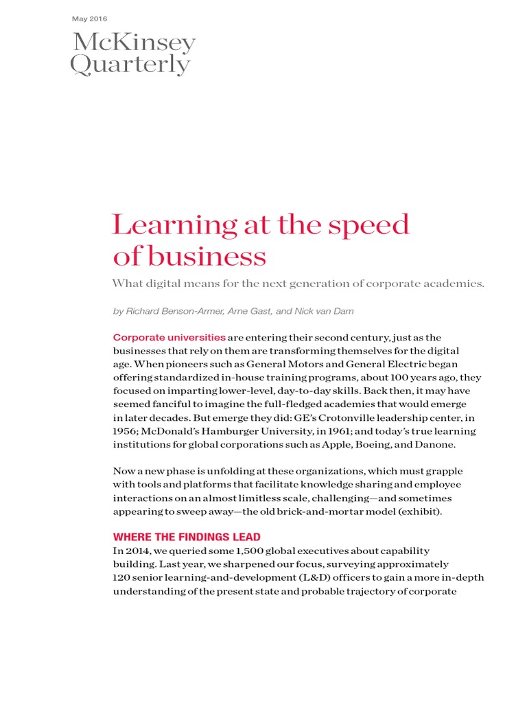 Learning at The Speed of Business PDF | PDF