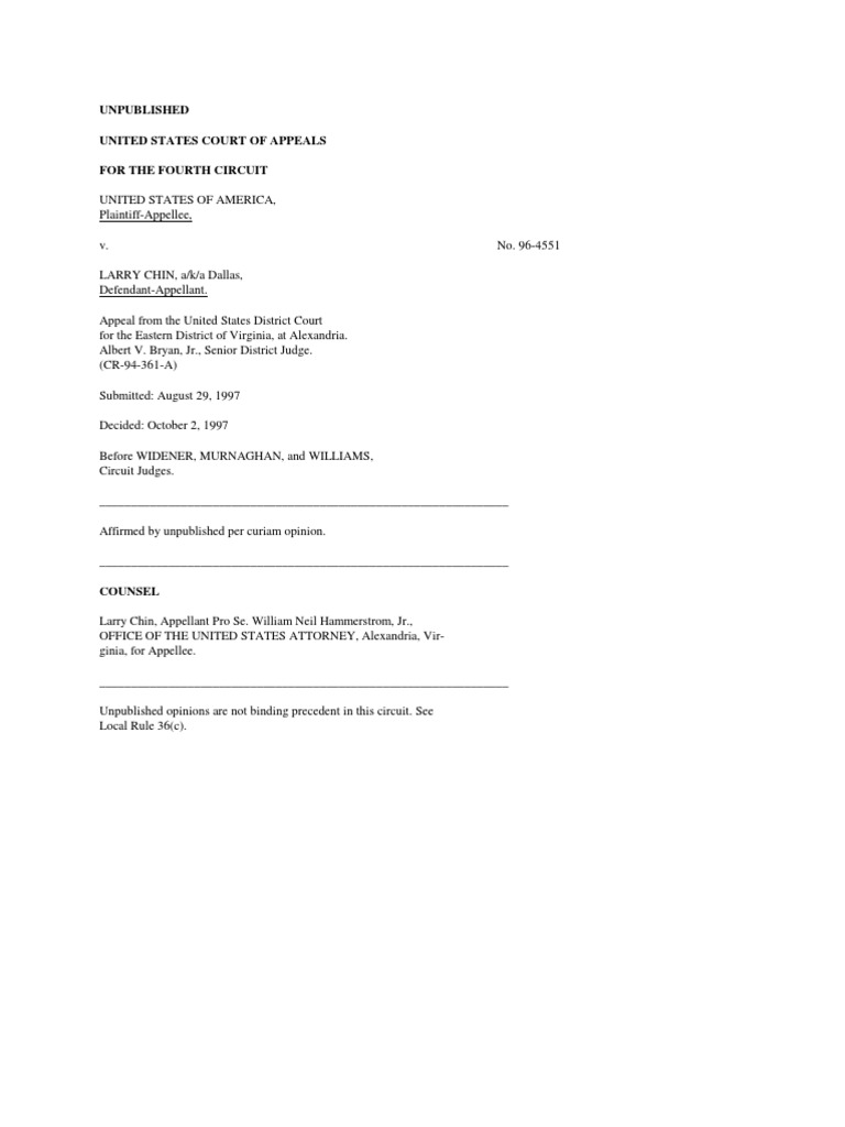 United States v. Chin, 4th Cir. (1997) | PDF