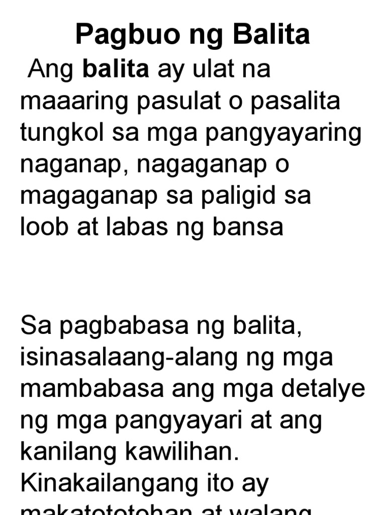 Filipino 7-Balita | PDF