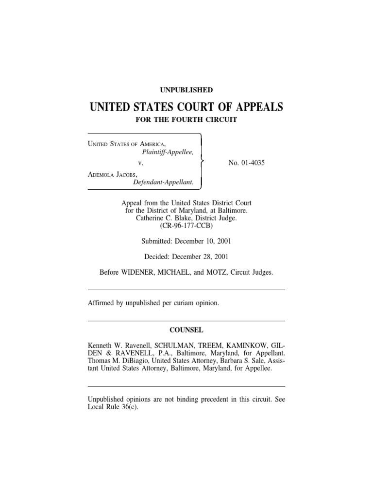 Fourth Circuit Affirms Jacobs' Money Laundering Sentence | PDF | Social ...