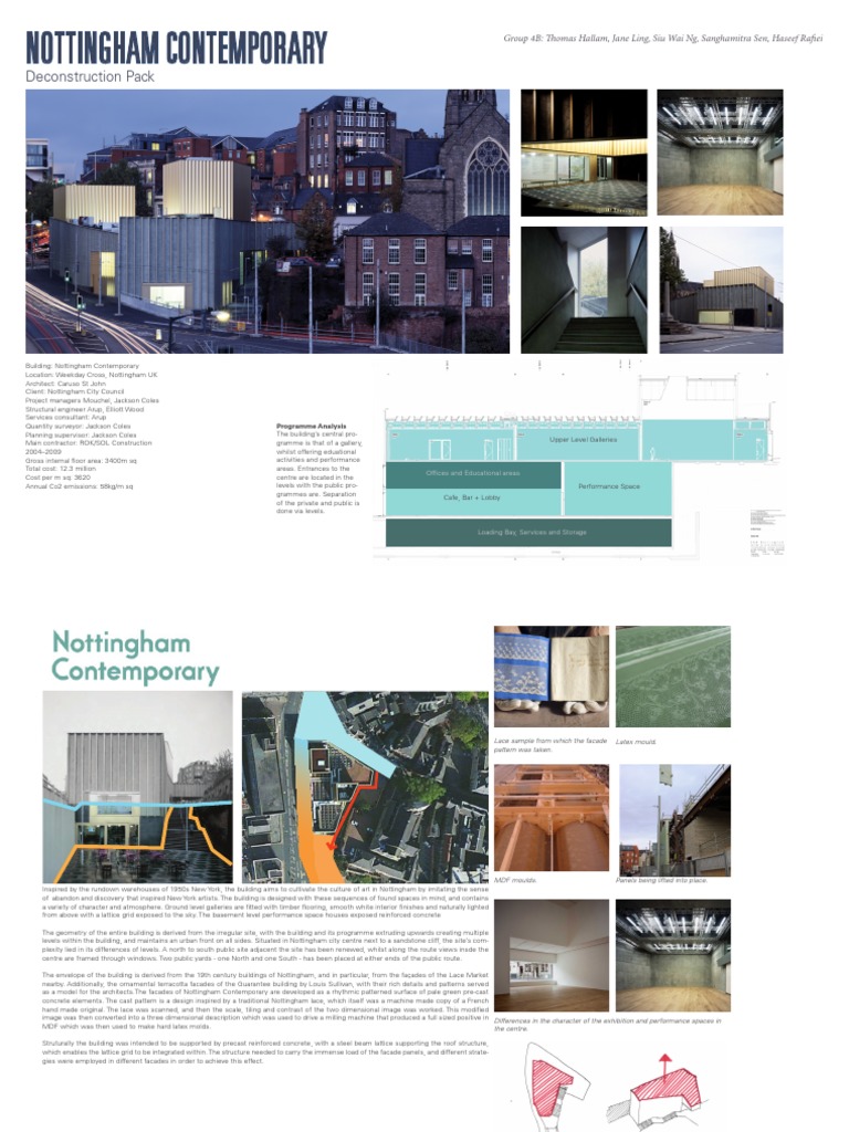 Nottingham Contemporary, Caruso ST John | PDF | Wall | Precast Concrete