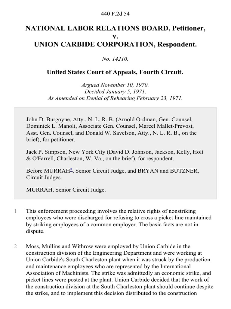 National Labor Relations Board, Petitioner, v. Union Carbide ...
