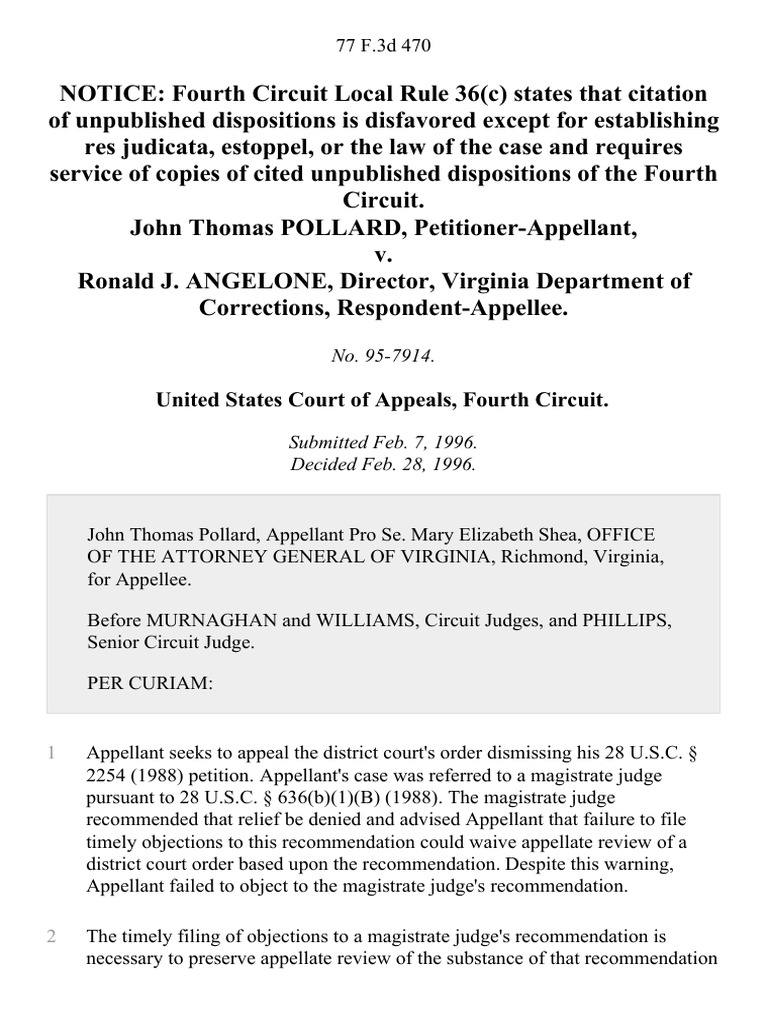 John Thomas Pollard v. Ronald J. Angelone, Director, Virginia ...