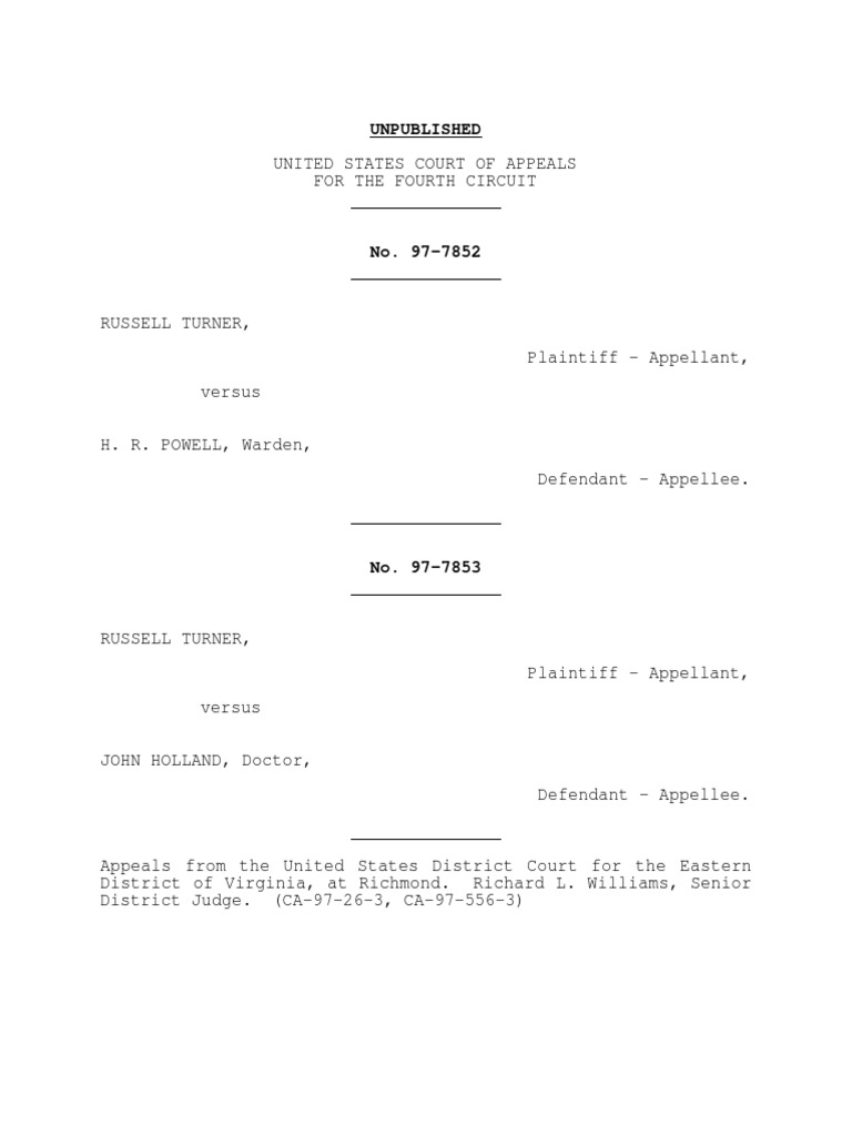 Turner v. Powell, 4th Cir. (1998) | PDF