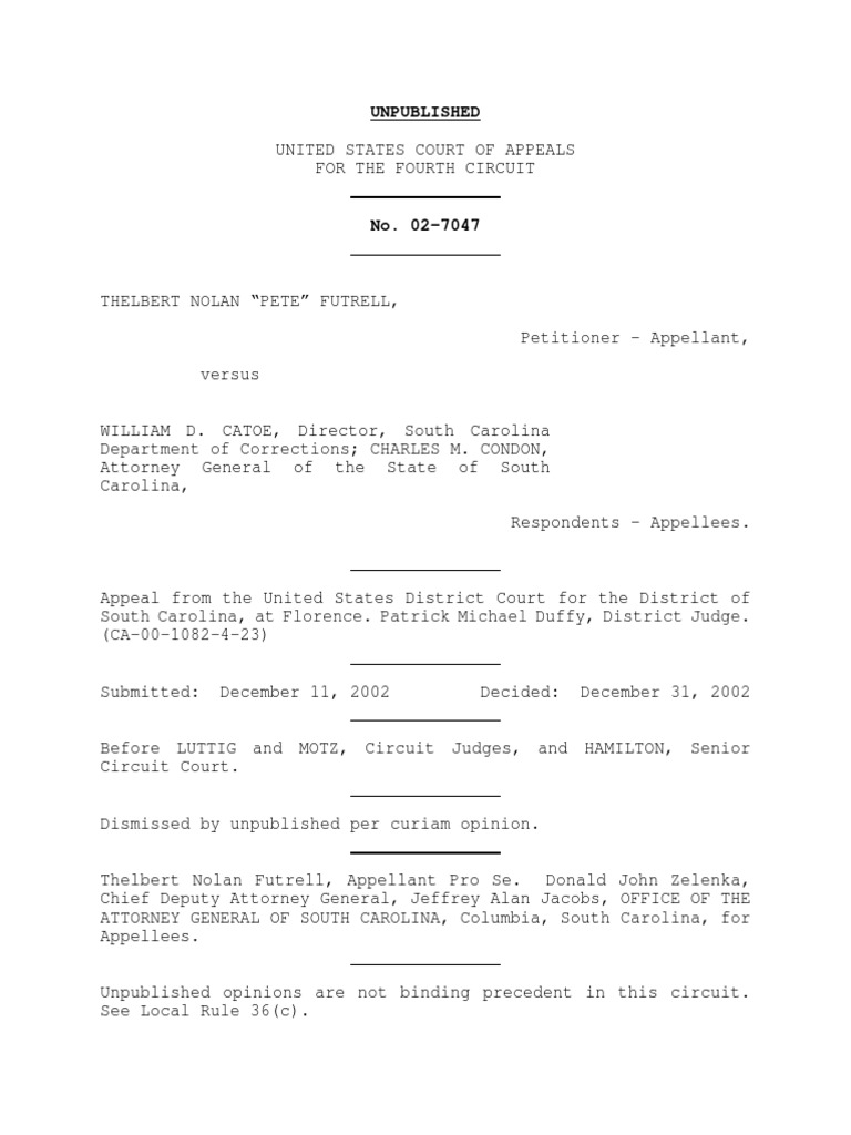 Futrell v. Catoe, 4th Cir. (2002) | PDF