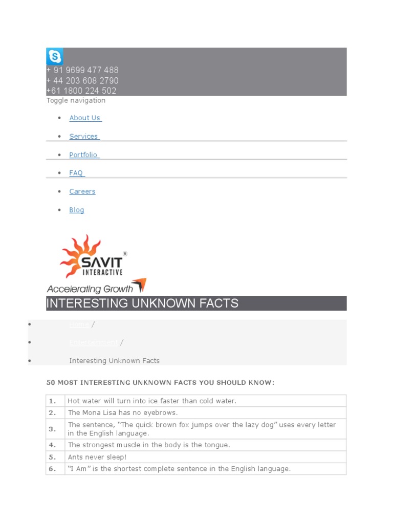 Interesting Facts | PDF | Nature | Leisure