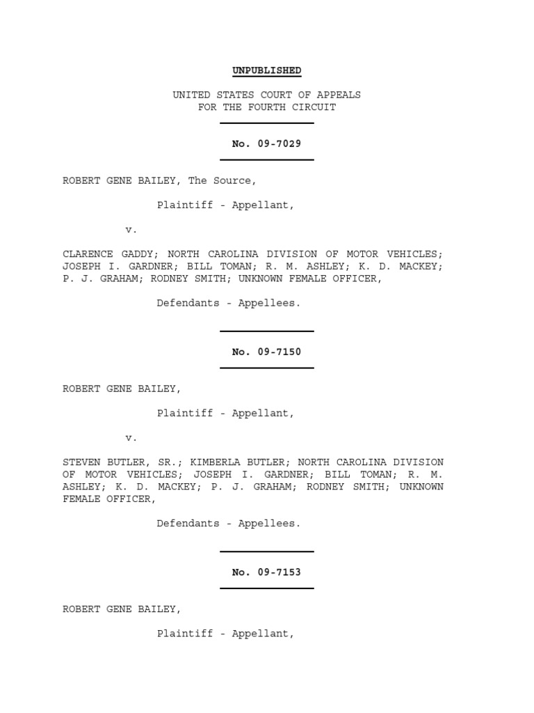 Bailey v. Gaddy, 4th Cir. (2009) | PDF | United States Federal Case Law ...