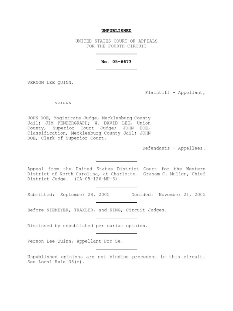 Appeal Dismissal in Quinn v. Pendergraph | PDF