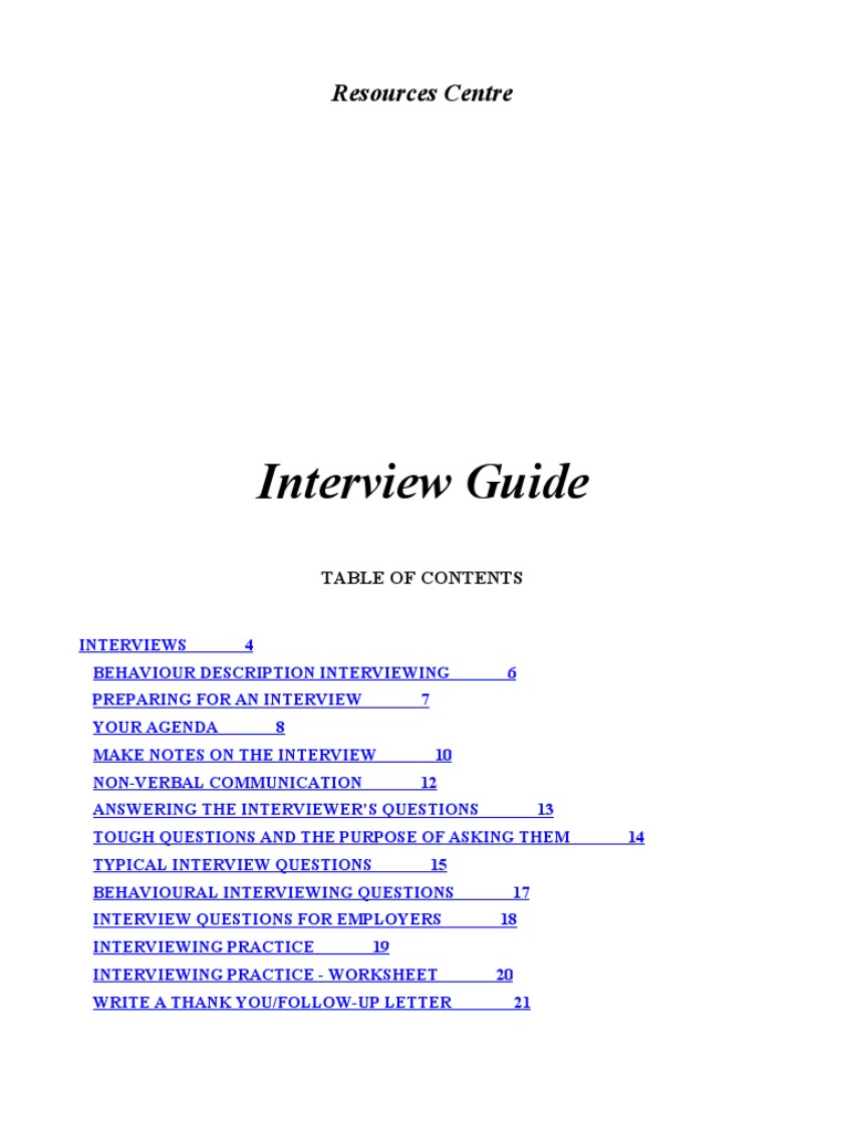 Interview Guide: Resources Centre | PDF | Interview | Job Interview