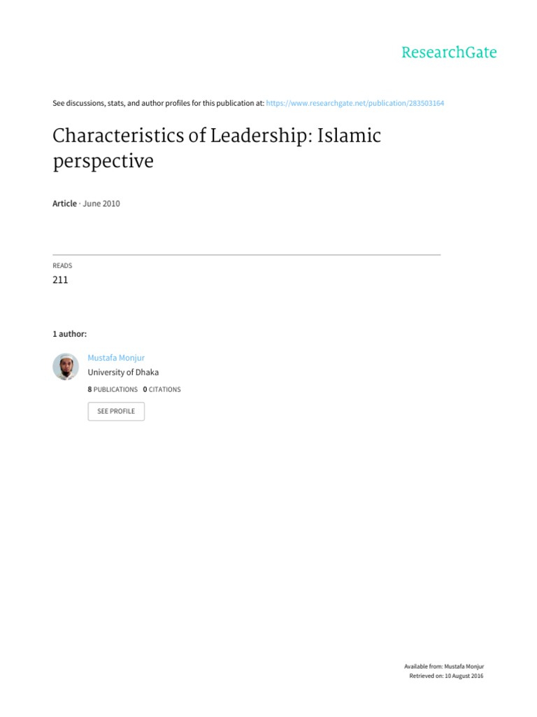 Characteristics of Leadership Islamic Perspective | PDF | Caliphate ...