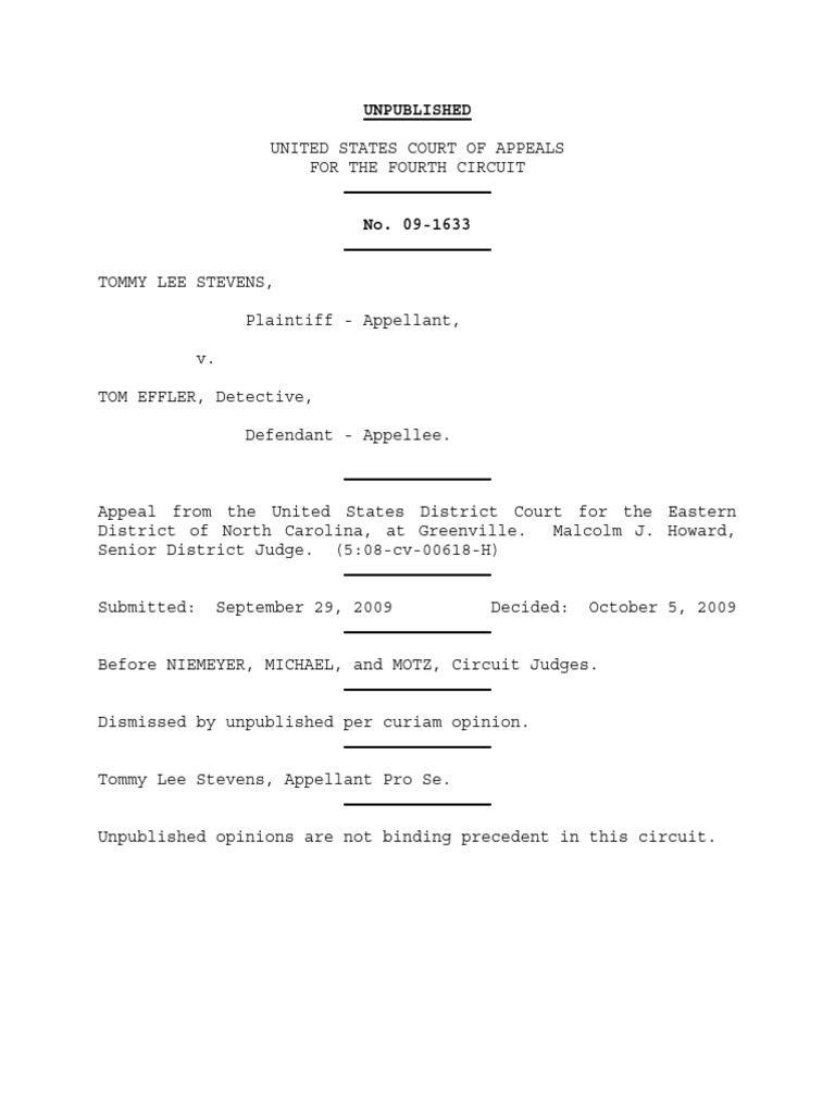 Stevens v. Effler, 4th Cir. (2009) | PDF
