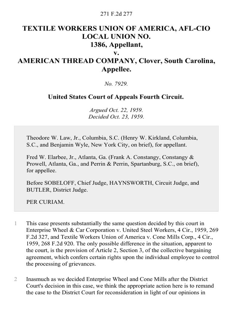 Textile Workers Union of America, Afl-Cio Local Union No. 1386 v ...