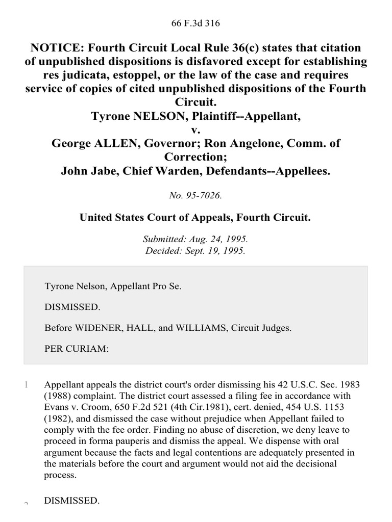 Tyrone Nelson v. George Allen, Governor Ron Angelone, Comm. of ...
