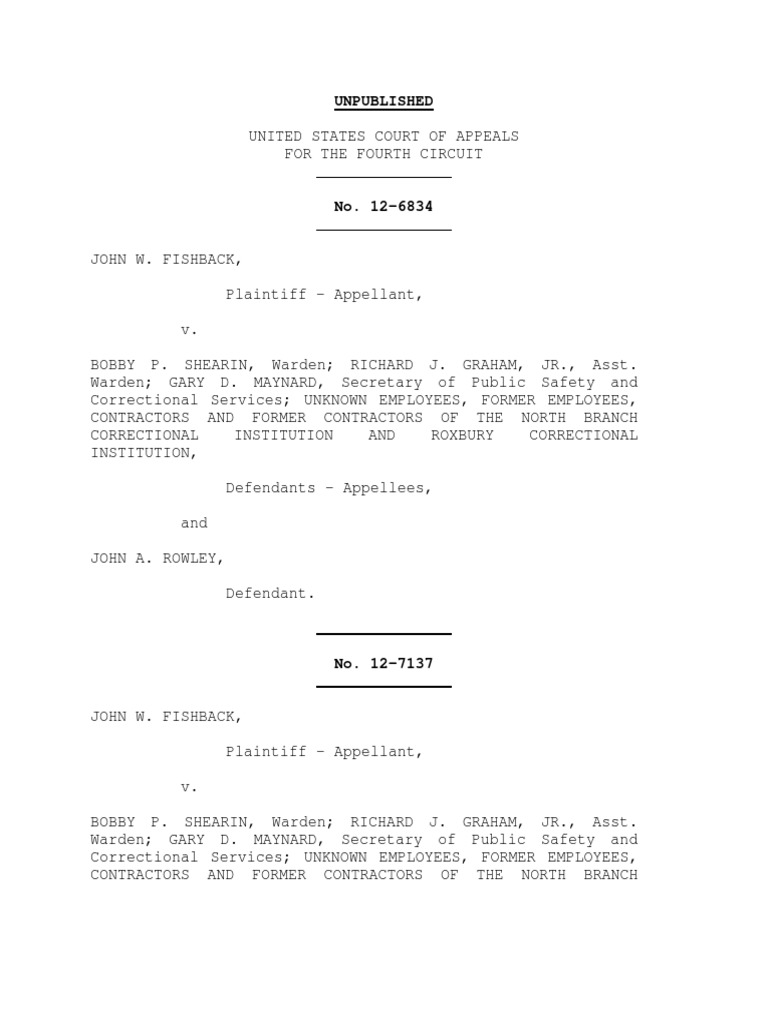 John Fishback v. Bobby Shearin, 4th Cir. (2012) | PDF