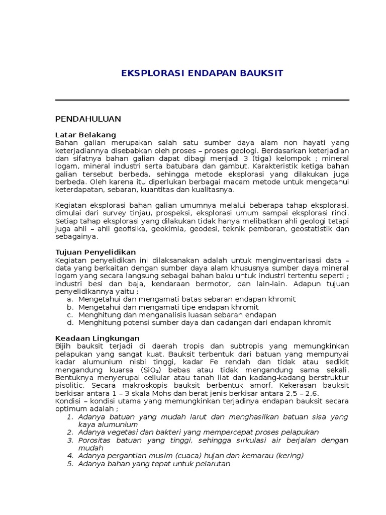 Eksplorasi Endapan Bauksit dan Metode | PDF