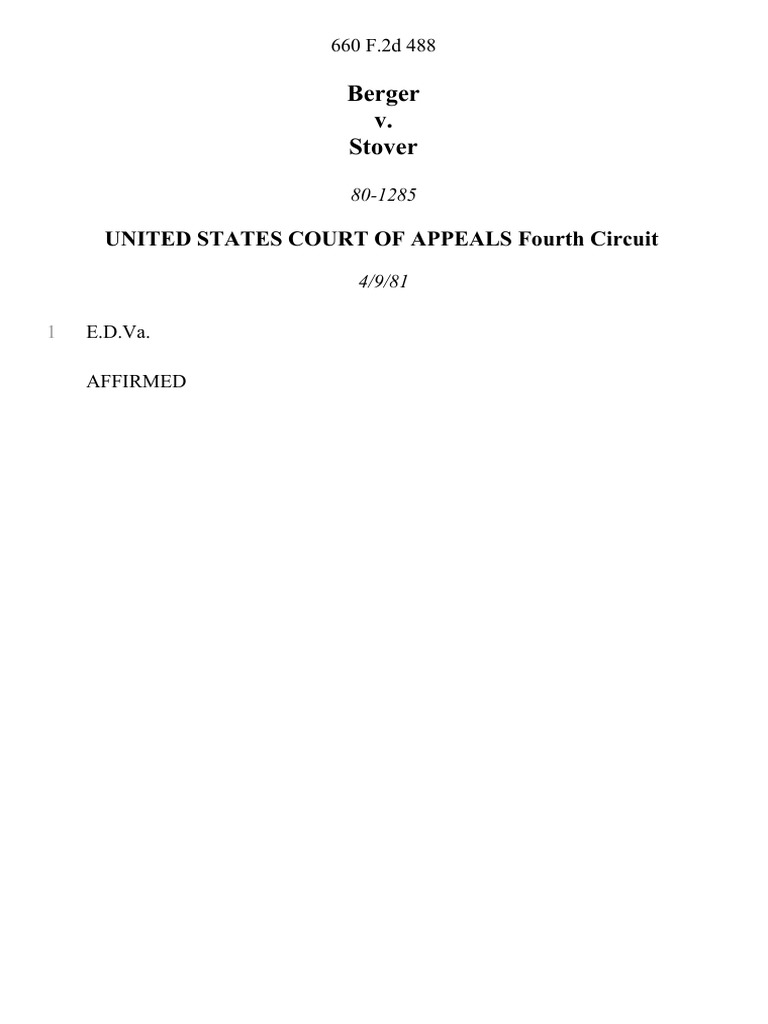 Berger v. Stover Case Summary | PDF