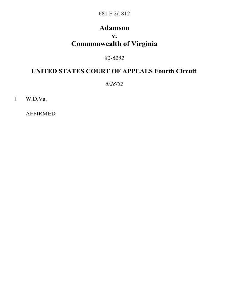 Adamson v. Commonwealth of Virginia: United States Court of Appeals ...