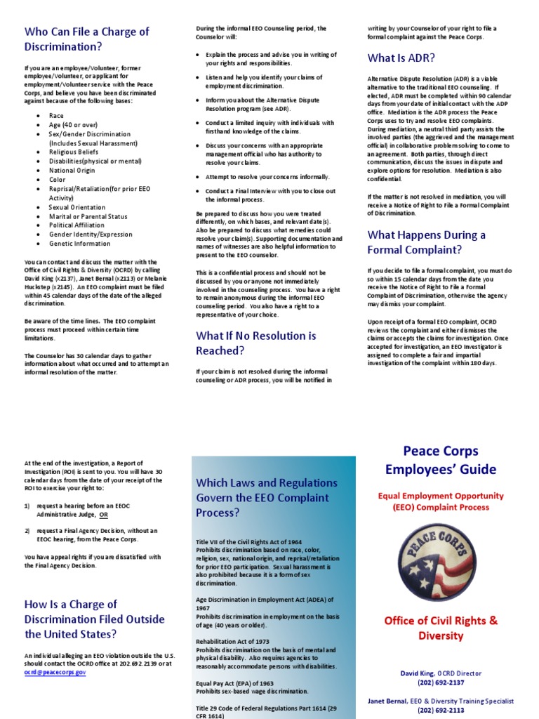 Peace Corps EEO Process Employees' Guide | PDF | Alternative Dispute ...