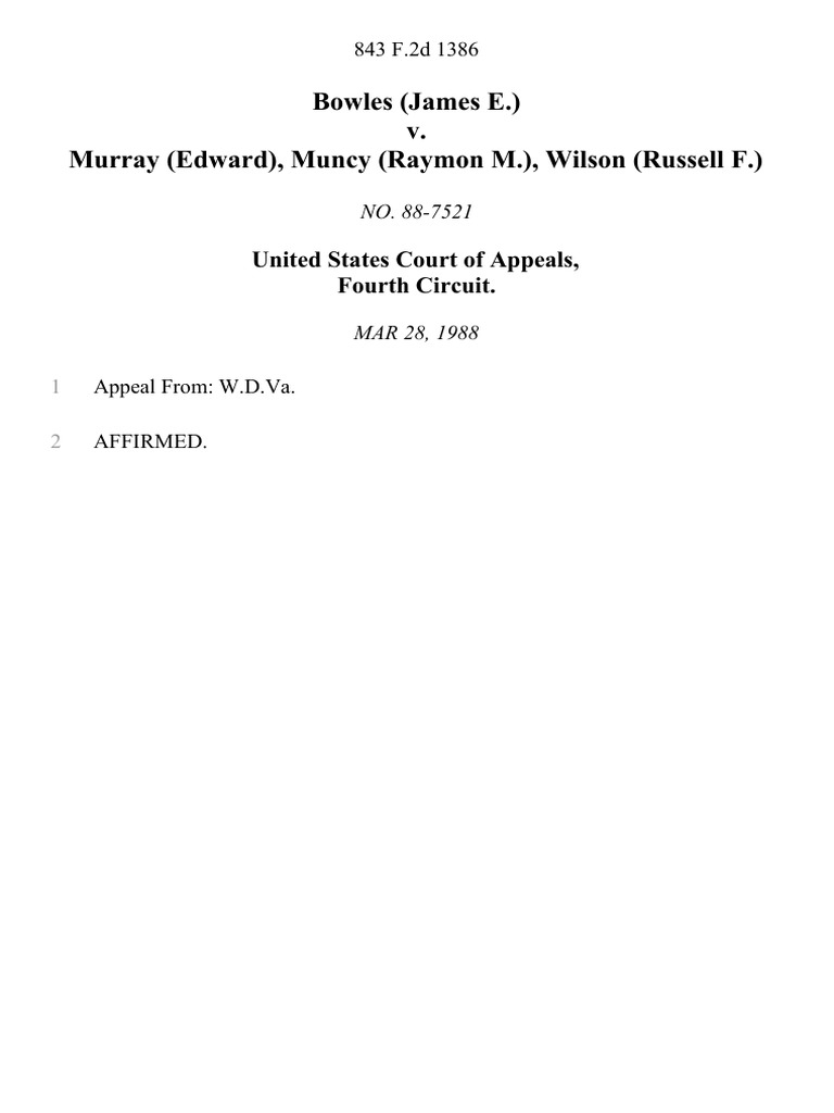 Bowles v. Murray Appeal Summary | PDF
