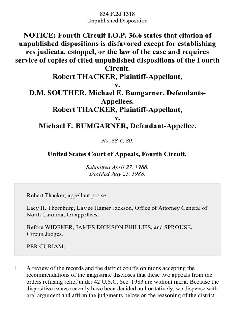 Robert Thacker v. D.M. Souther, Michael E. Bumgarner, Robert Thacker v ...