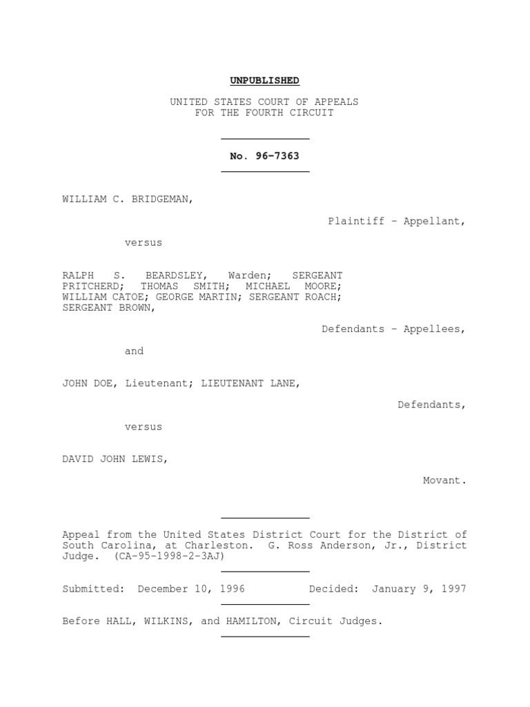Bridgeman v. Beardsley, 4th Cir. (1997) | PDF
