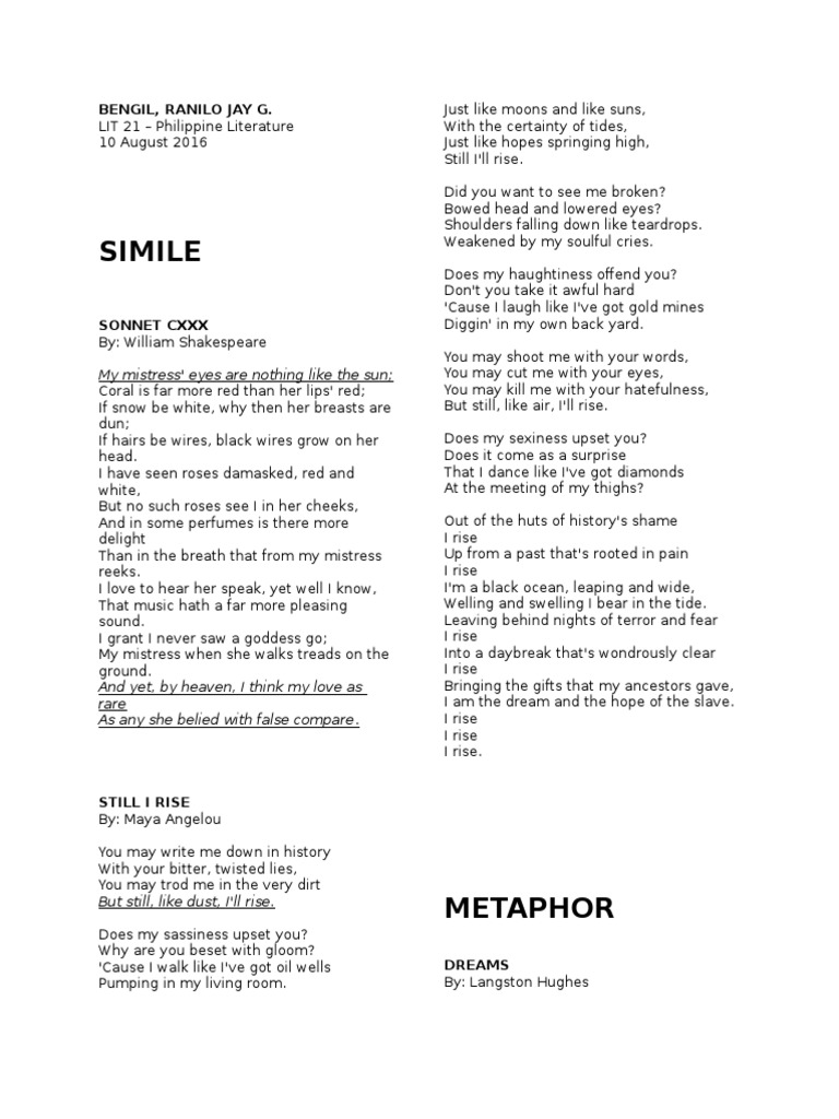 Poems Using Figures of Speech | PDF | English Poetry | British Poetry