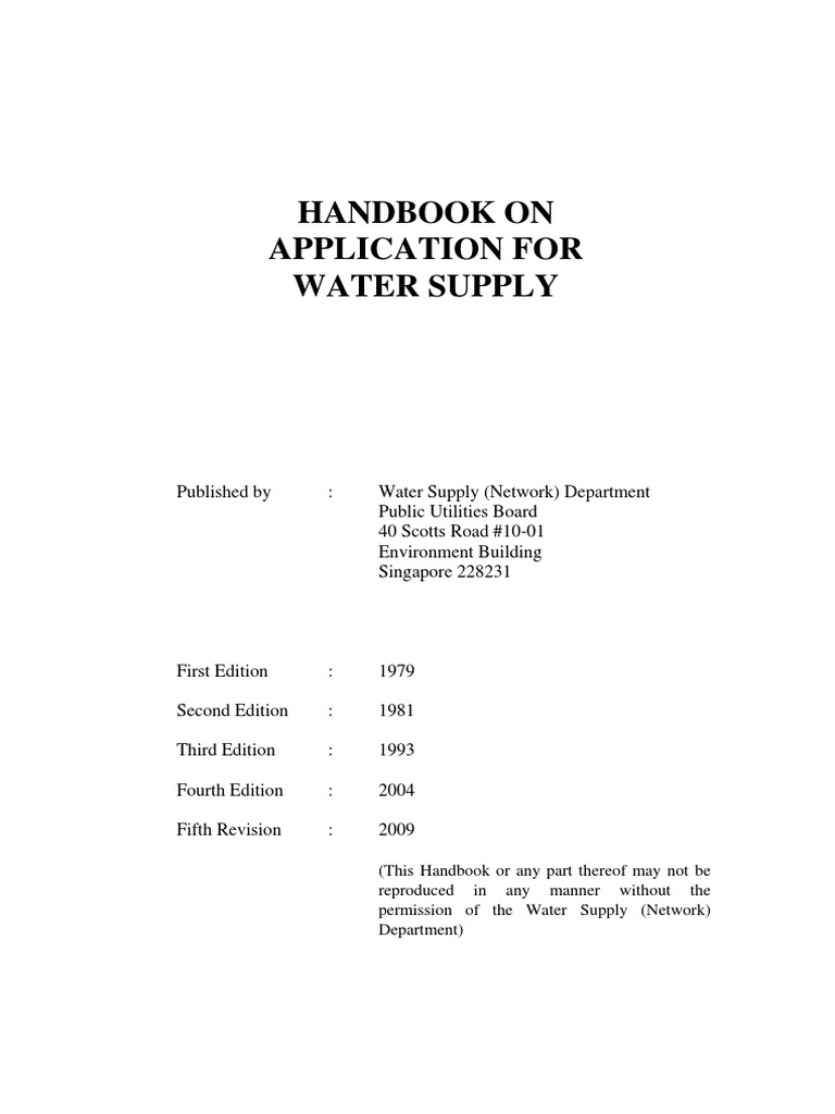 Handbook On Application For Water Supply | PDF | Water Supply | Tap (Valve)