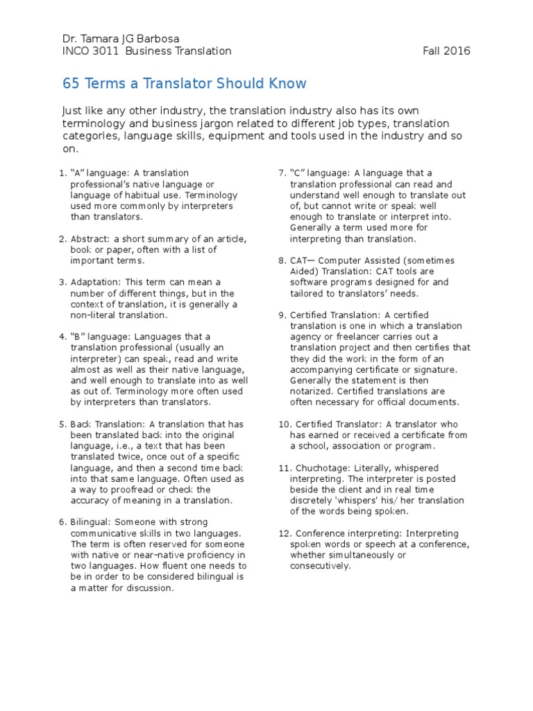 Essential Translation Terms Guide | PDF | Translations | Language ...