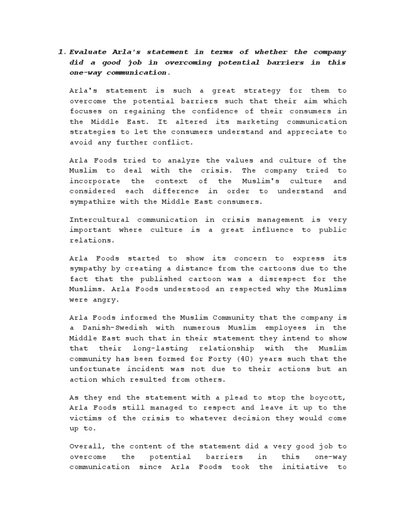 Arla Foods | PDF | Boycott | Communication
