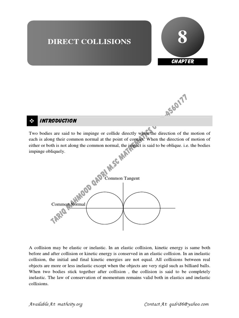 Ch08 Direct Collisions | PDF | Collision | Classical Mechanics