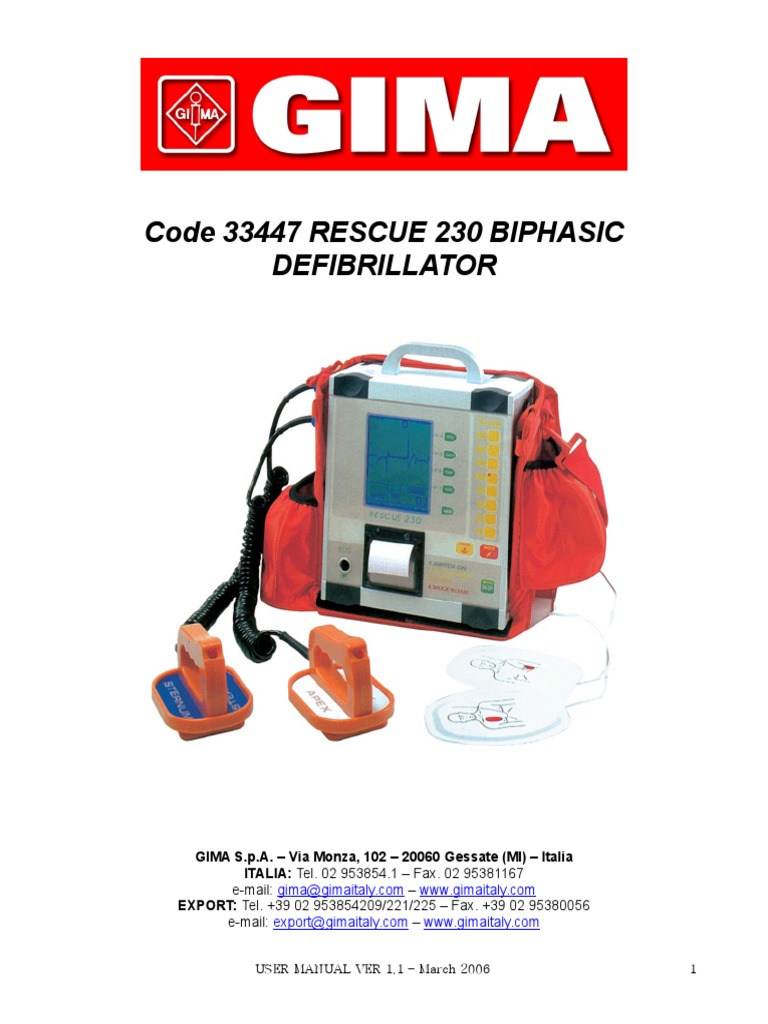 Code 33447 RESCUE 230 BIPHASIC Defibrillator | PDF | Battery Charger ...
