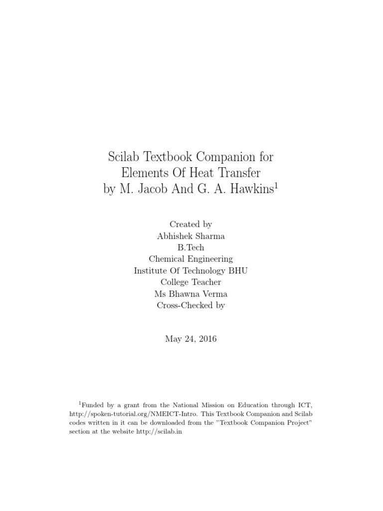 Scilab Companion for Heat Transfer | PDF | Heat Transfer | Thermal ...