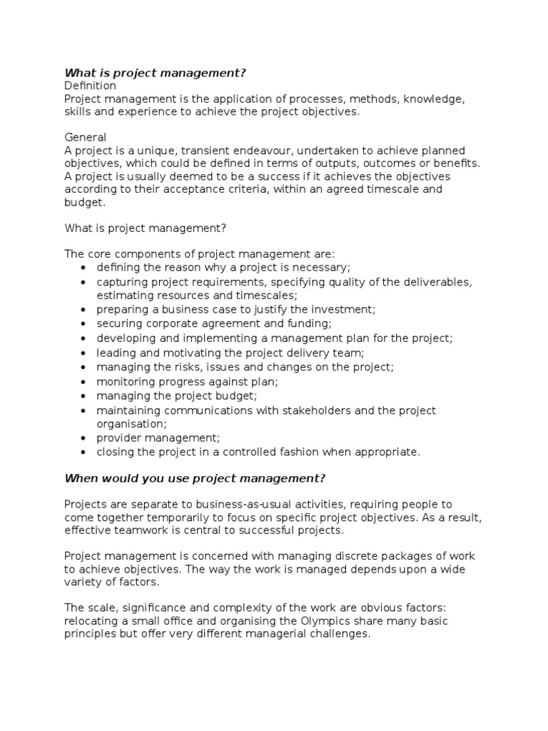 Introduction to Project Management Basics | PDF | Project Management ...