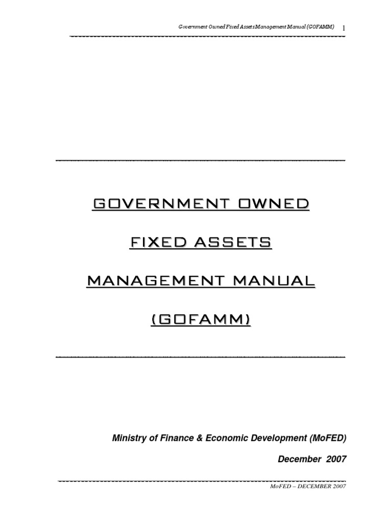 Government Owned Fixed Asset Management Manual | PDF | Valuation ...