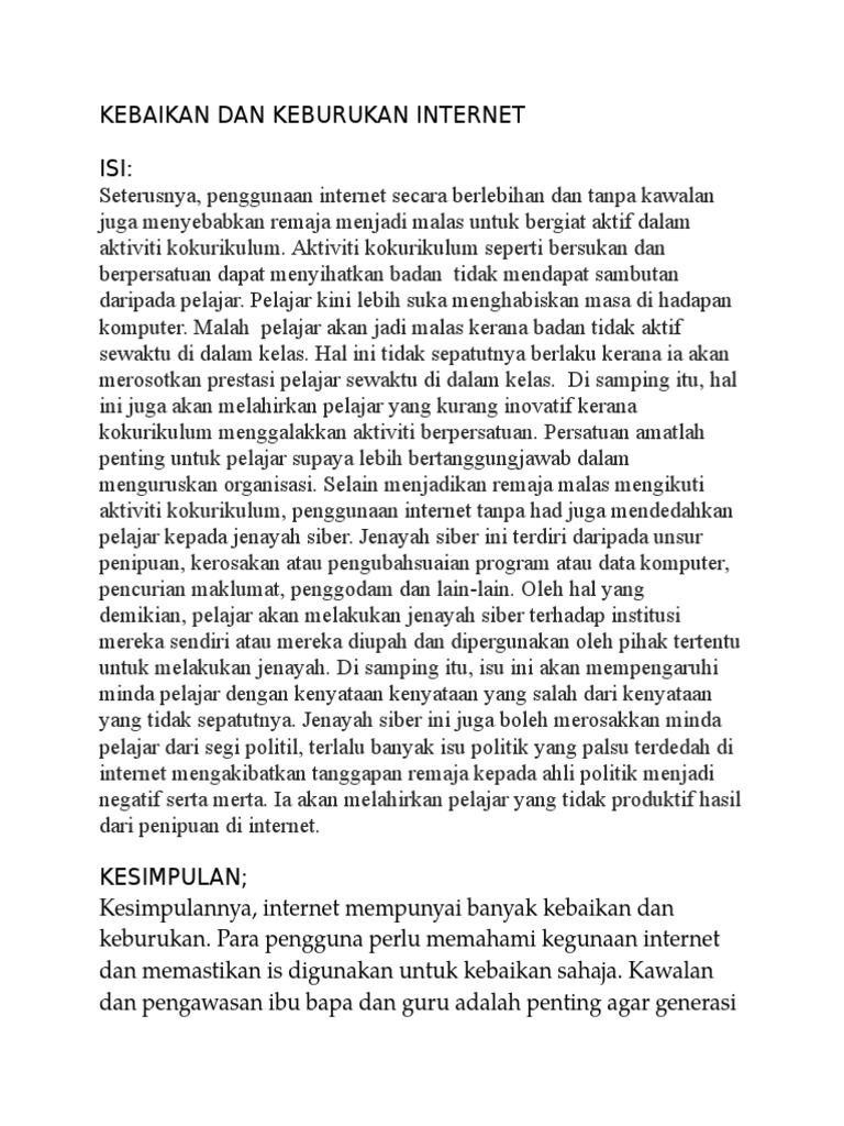Kebaikan Dan Keburukan Internet | PDF