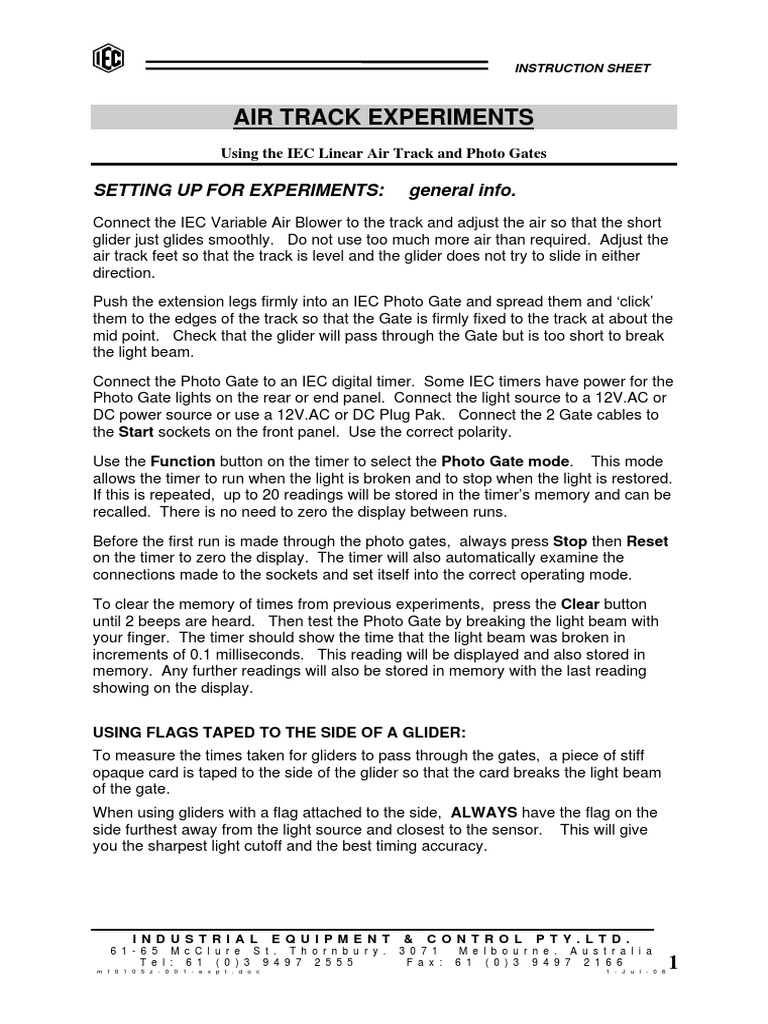 Air Track Experiment | Download Free PDF | Collision | Mass