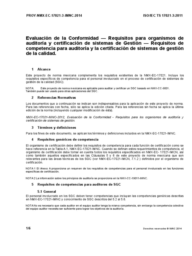 Iso 17021-2 | PDF | Gestión de la calidad | Outsourcing
